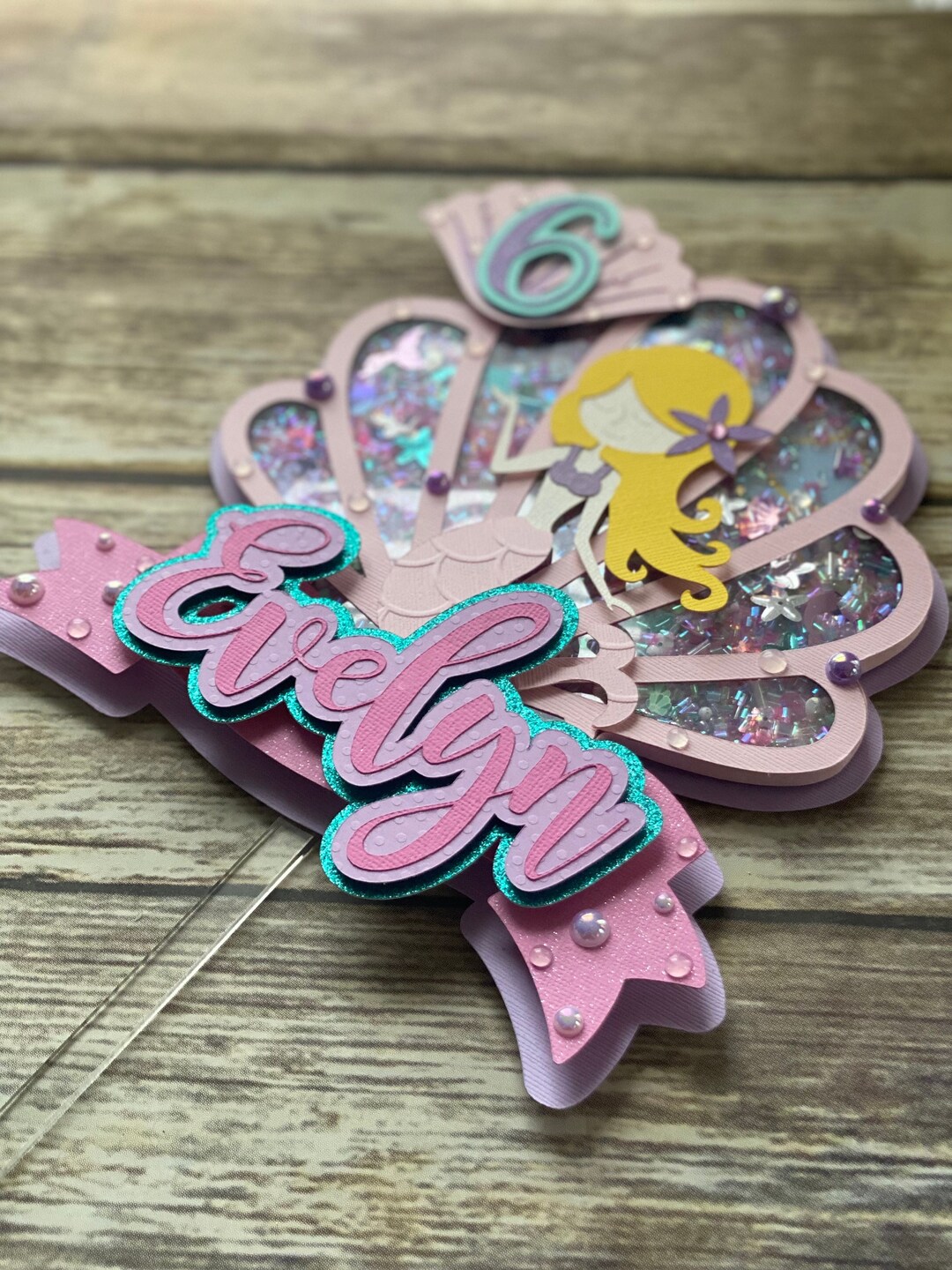 Mermaid, Mermaid Cake Topper, Cake Topper, Mermaid Topper, Pink Mermaid ...
