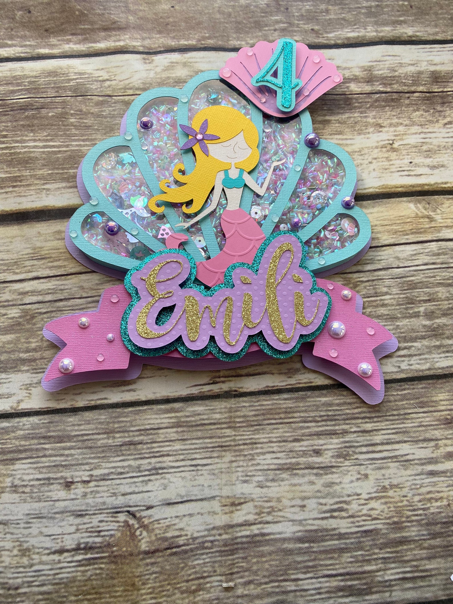 Mermaid Cake Topper Cake Topper Mermaid Topper Light Pink - Etsy