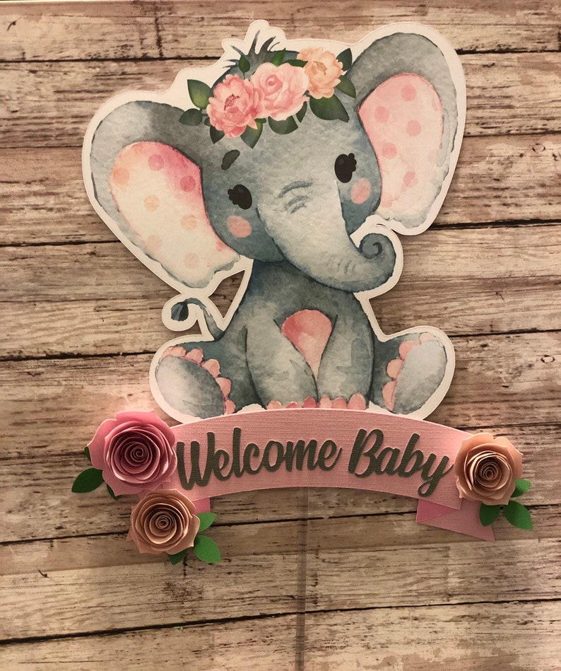 Pink Elephant Cake Topper Elephant Topper Cake Topper - Etsy