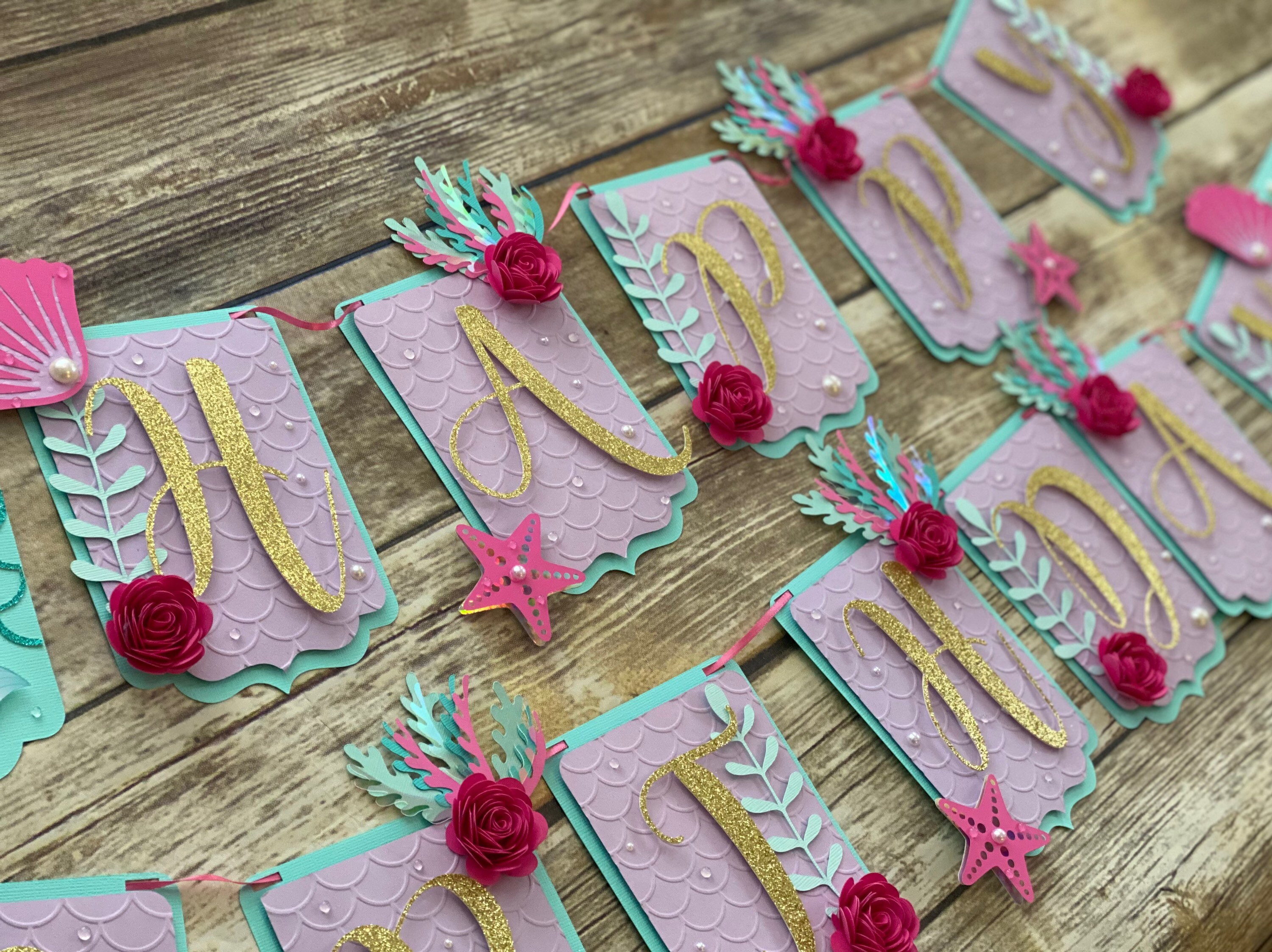 Mermaid Banner Mermaid Party Dark Pink Mermaid Banner | Etsy