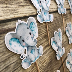 Blue Elephant Cupcake Topper, Elephant Topper, Cupcake Topper, Elephant ...