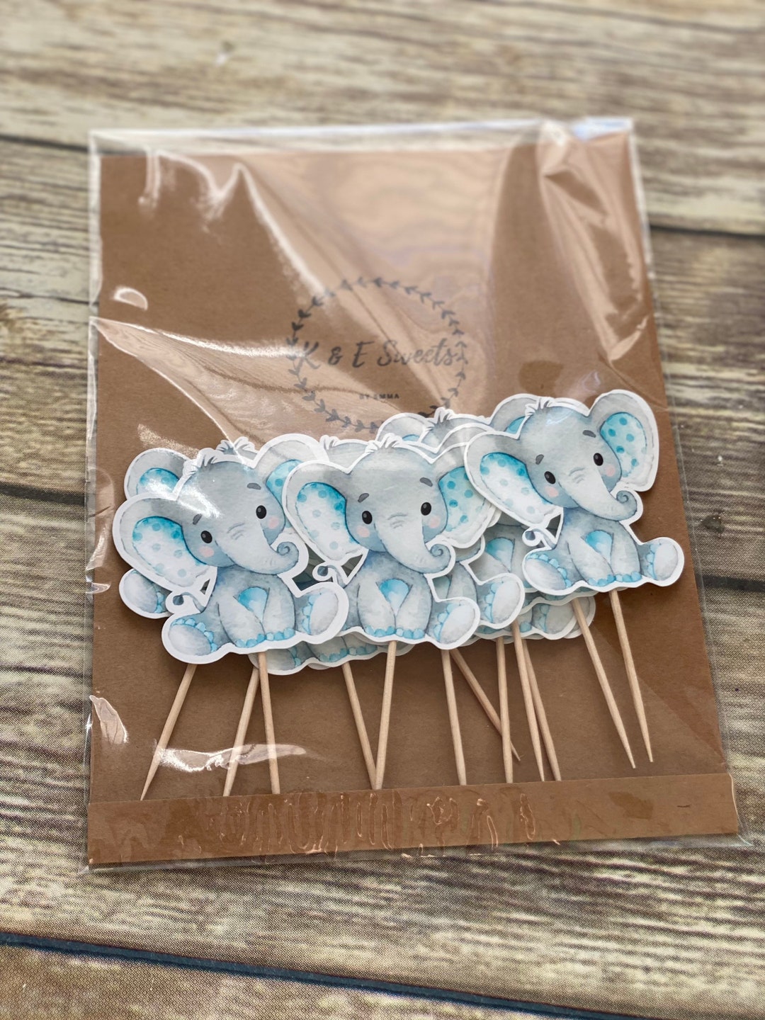 Blue Elephant Cupcake Topper, Elephant Topper, Cupcake Topper, Elephant ...