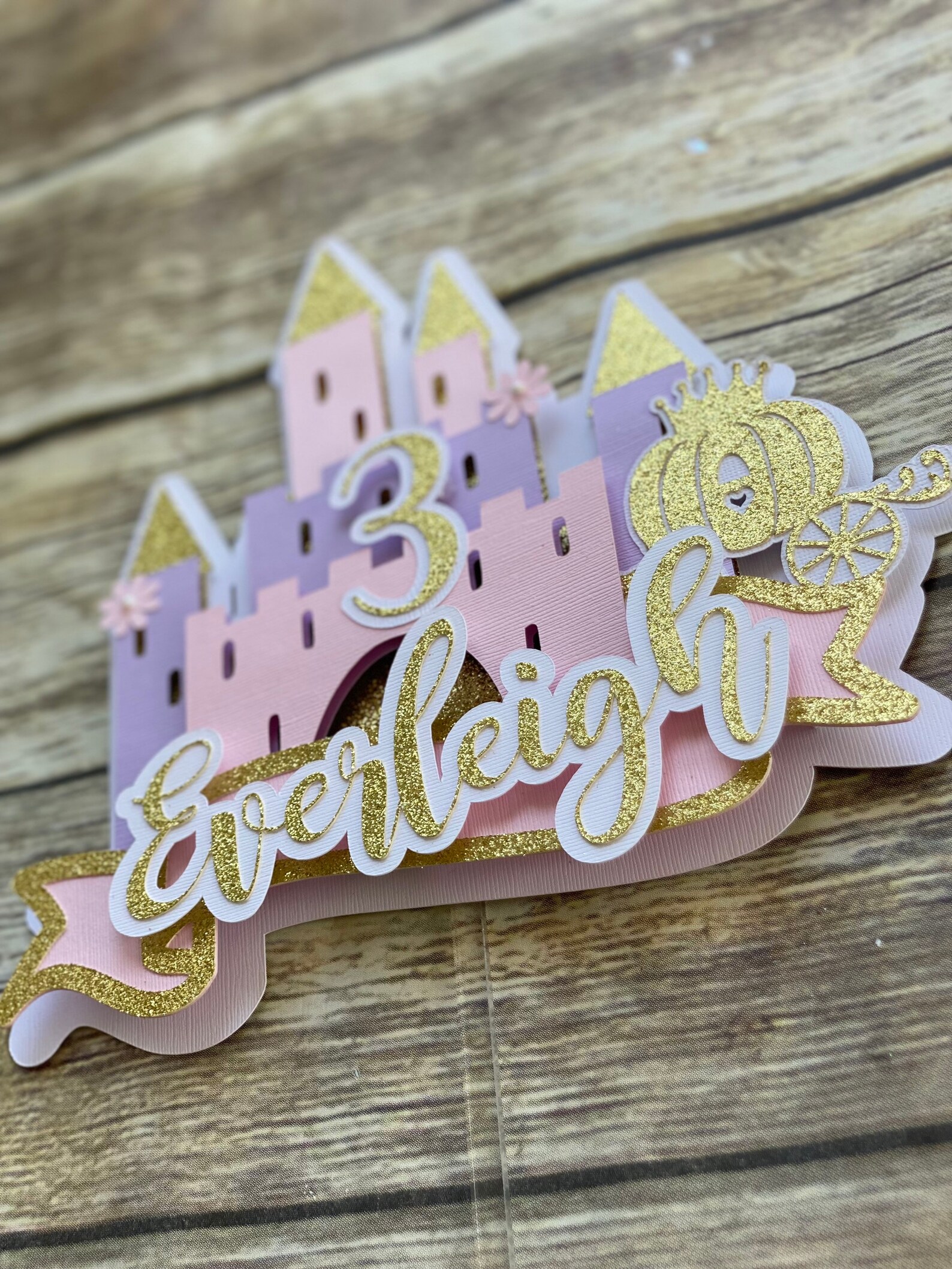 Princess Cake Topper Cake Topper Castle Topper Purple Pink - Etsy