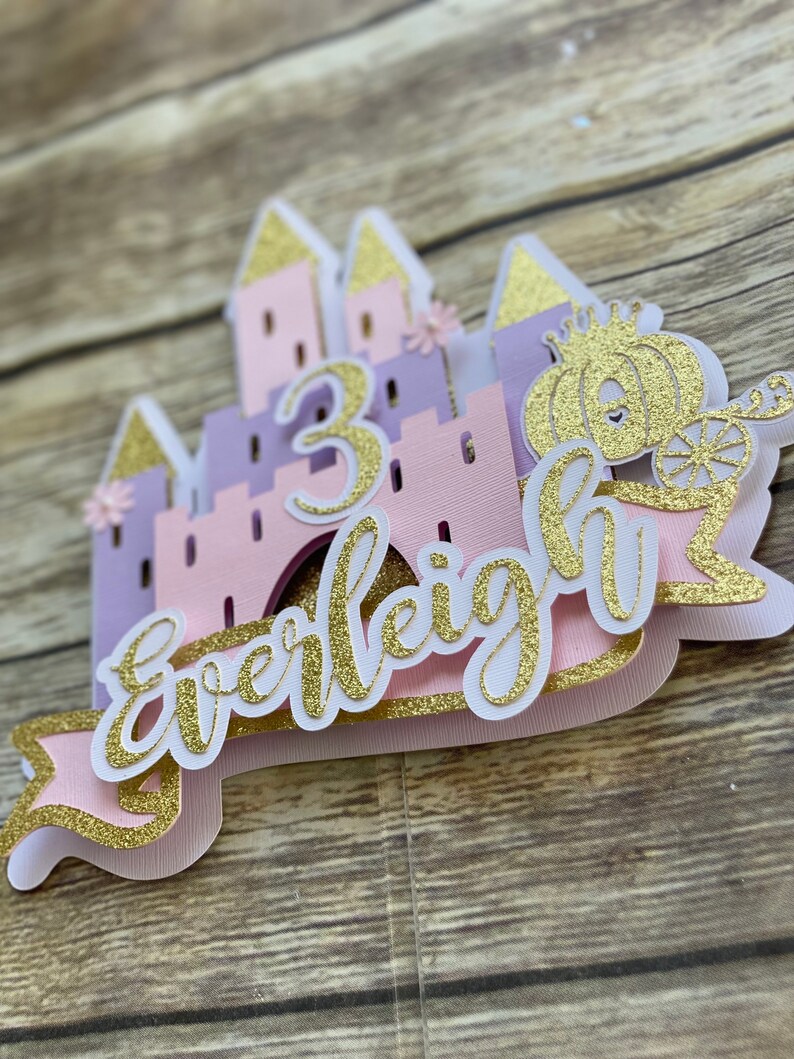 Princess Cake Topper Cake Topper Castle Topper Purple Pink - Etsy