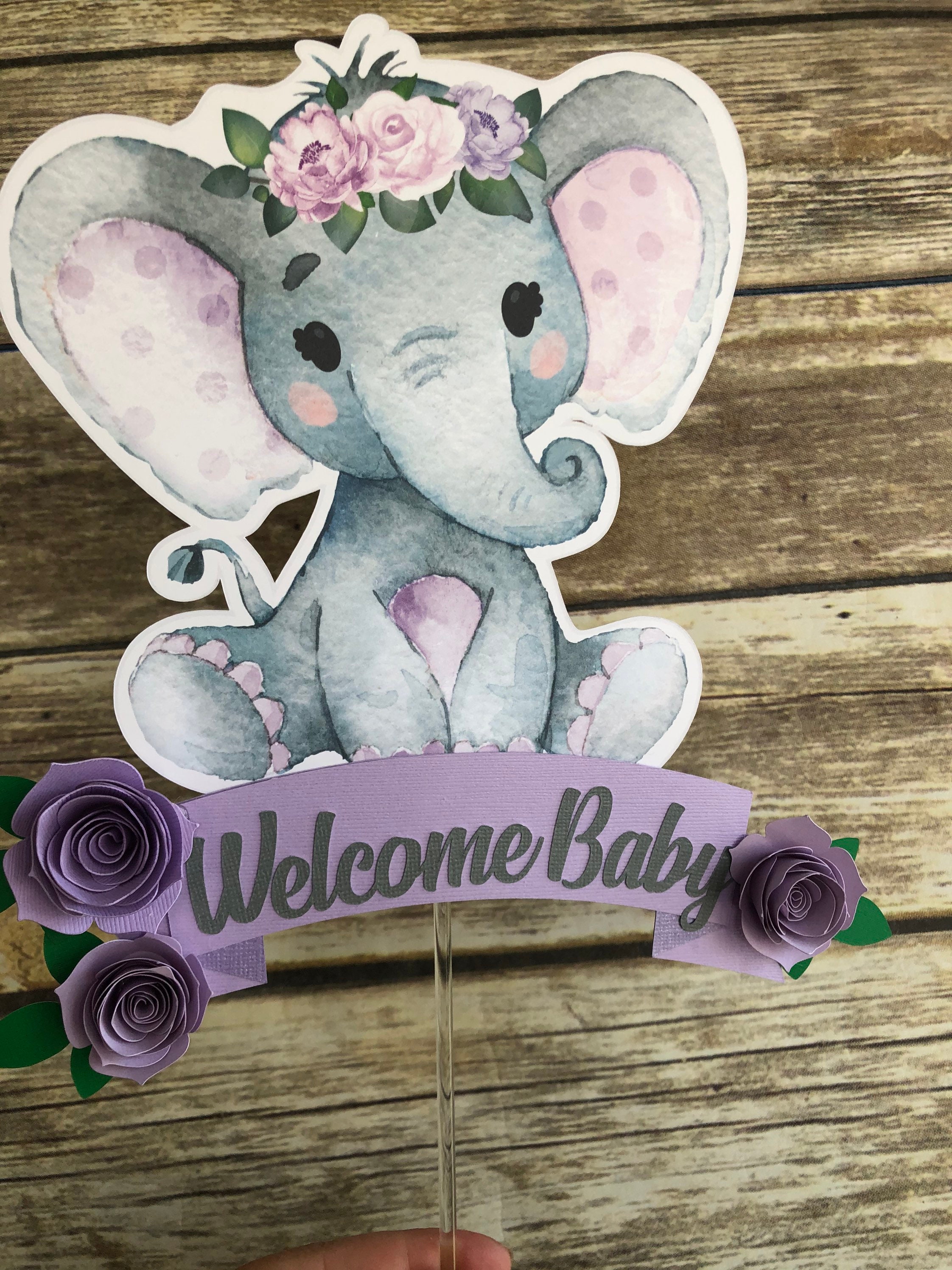 Purple Elephant Cake Topper Elephant Topper Cake Topper | Etsy