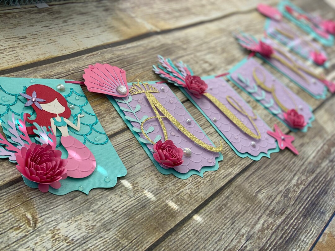 Mermaid Banner, Mermaid Party, Dark Pink Mermaid Banner - Etsy