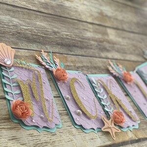 Mermaid Name Banner, Mermaid Party, Coral Peach Mermaid Banner - Etsy