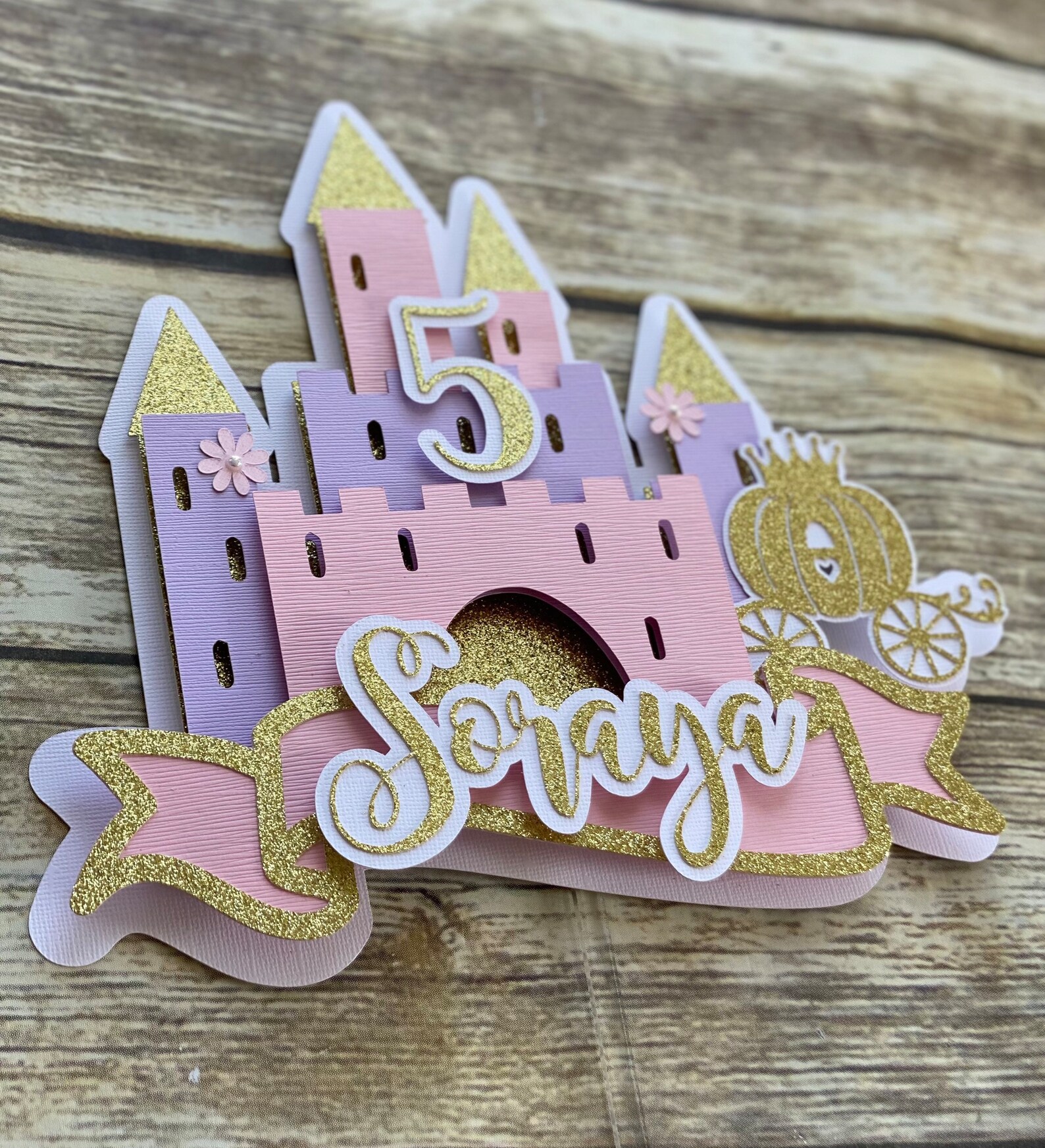 Princess Cake Topper Cake Topper Castle Topper Purple Pink - Etsy