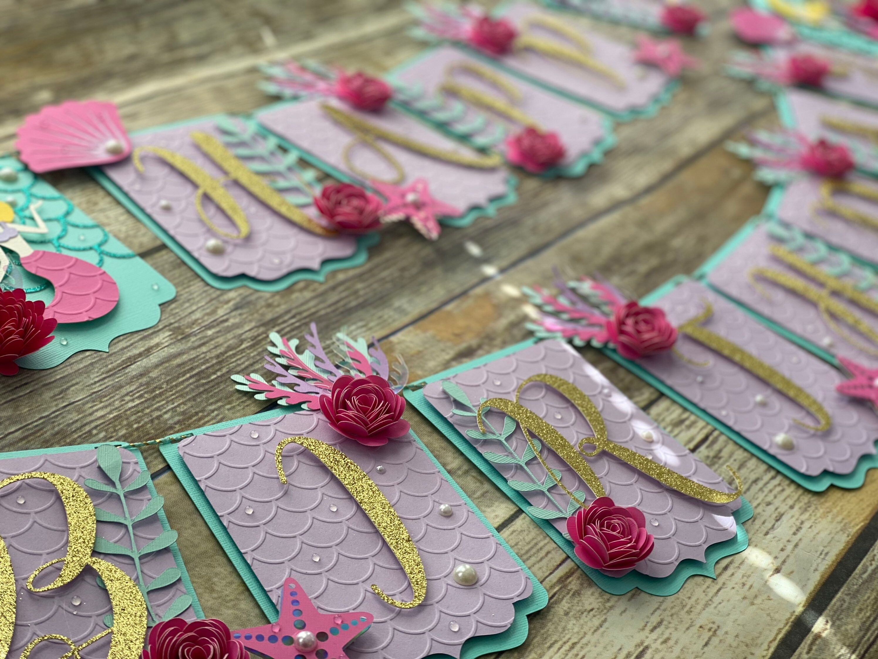 Mermaid Banner Mermaid Party Dark Pink Mermaid Banner | Etsy