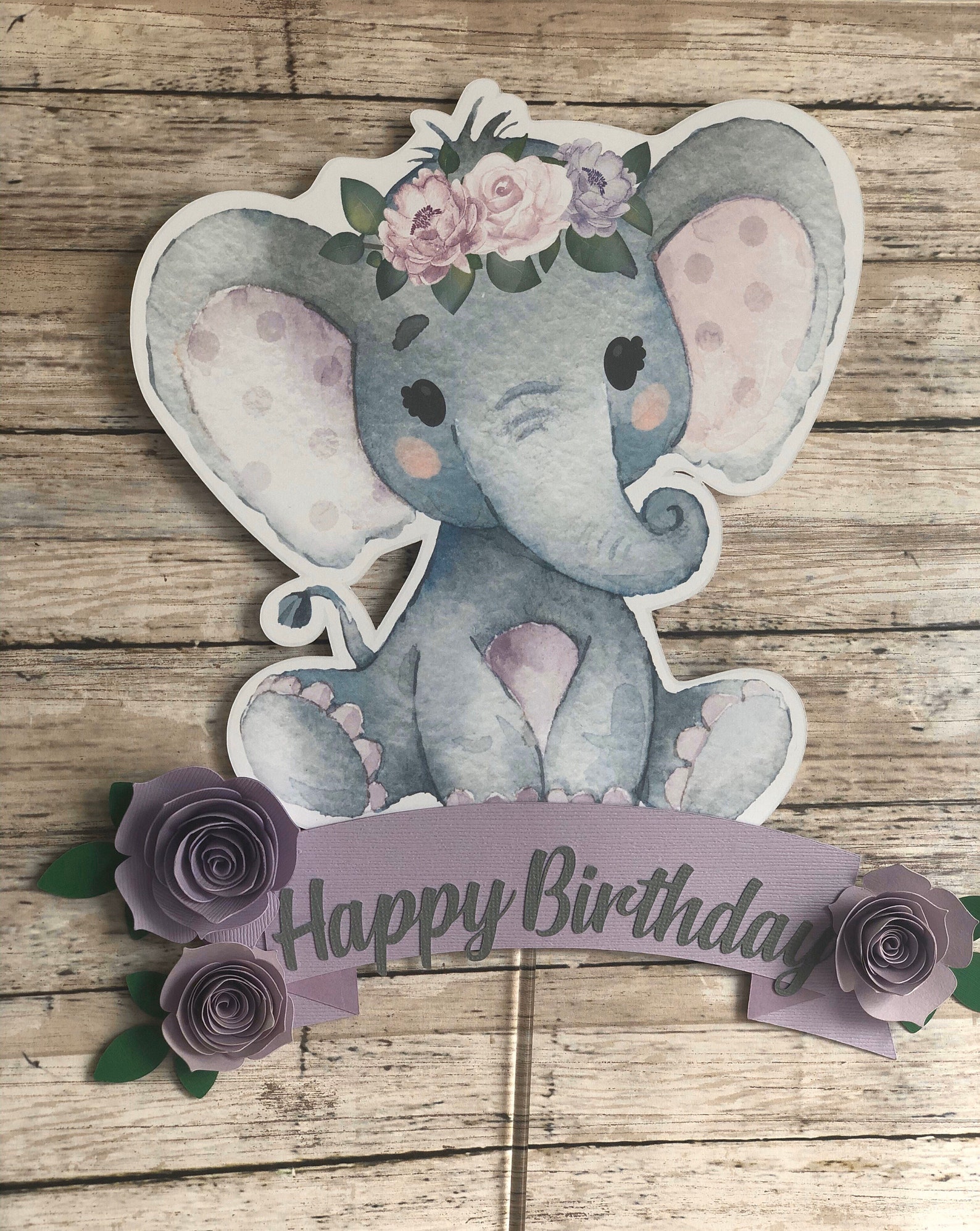 Purple Elephant Cake Topper Elephant Topper Cake Topper | Etsy