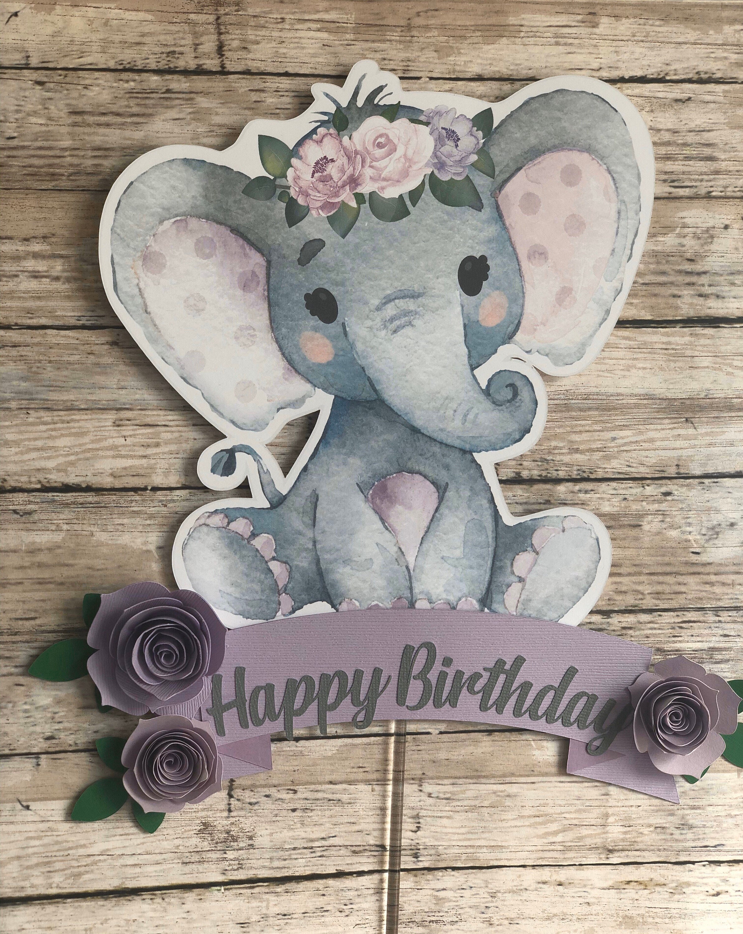 Purple Elephant Cake Topper Elephant Topper Cake Topper | Etsy