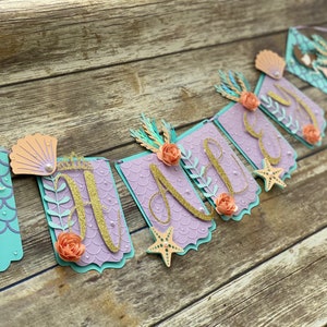 Mermaid Name Banner, Mermaid Party, Coral Peach Mermaid Banner - Etsy