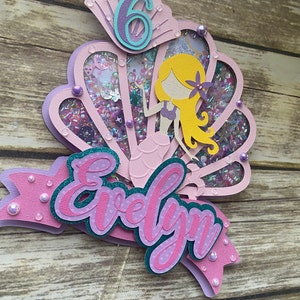 Mermaid, Mermaid Cake Topper, Cake Topper, Mermaid Topper, Pink Mermaid ...