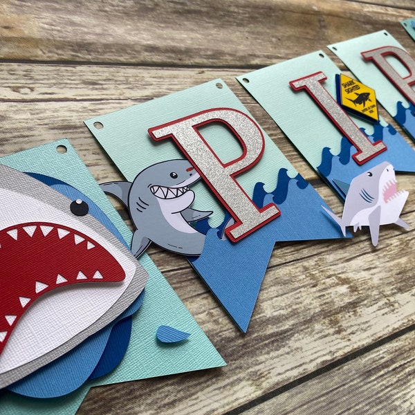 Shark Birthday Banner - Etsy