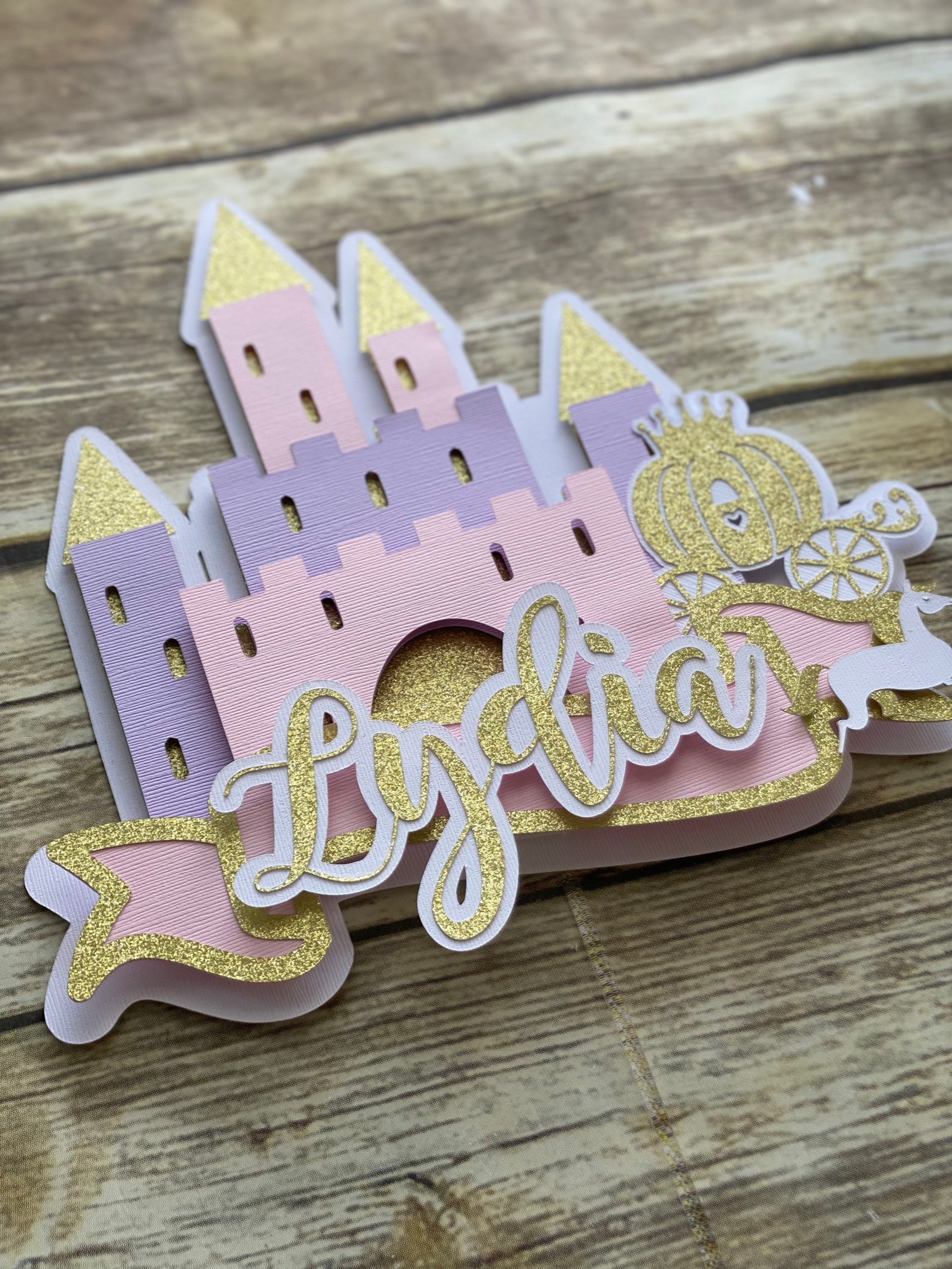 Princess Cake Topper Cake Topper Castle Topper Purple Pink - Etsy UK