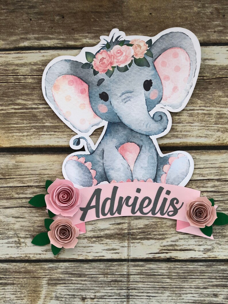 Pink Elephant Cake Topper Elephant Topper Cake Topper - Etsy