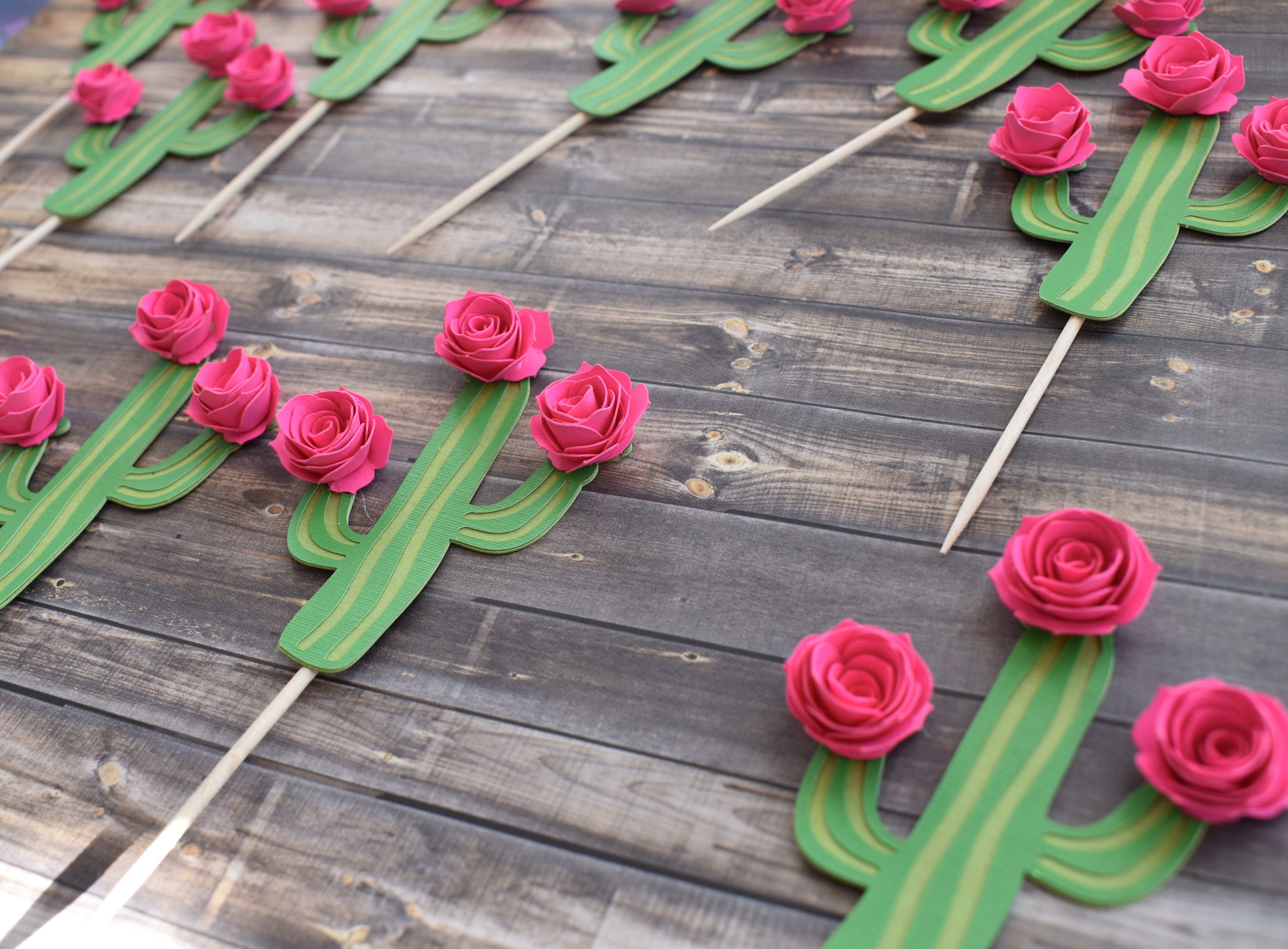 Cactus Toppers Cactus Cupcake Toppers Cactus Cake | Etsy