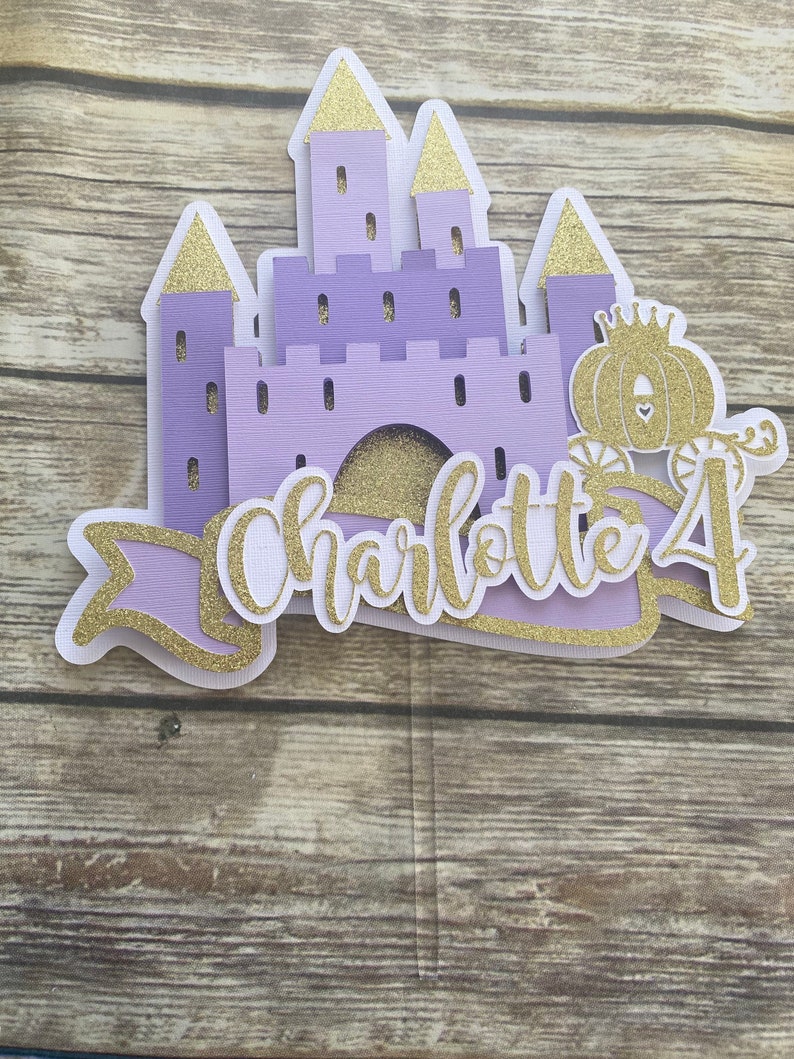 Princess Cake Topper Cake Topper Castle Topper Purple Pink - Etsy