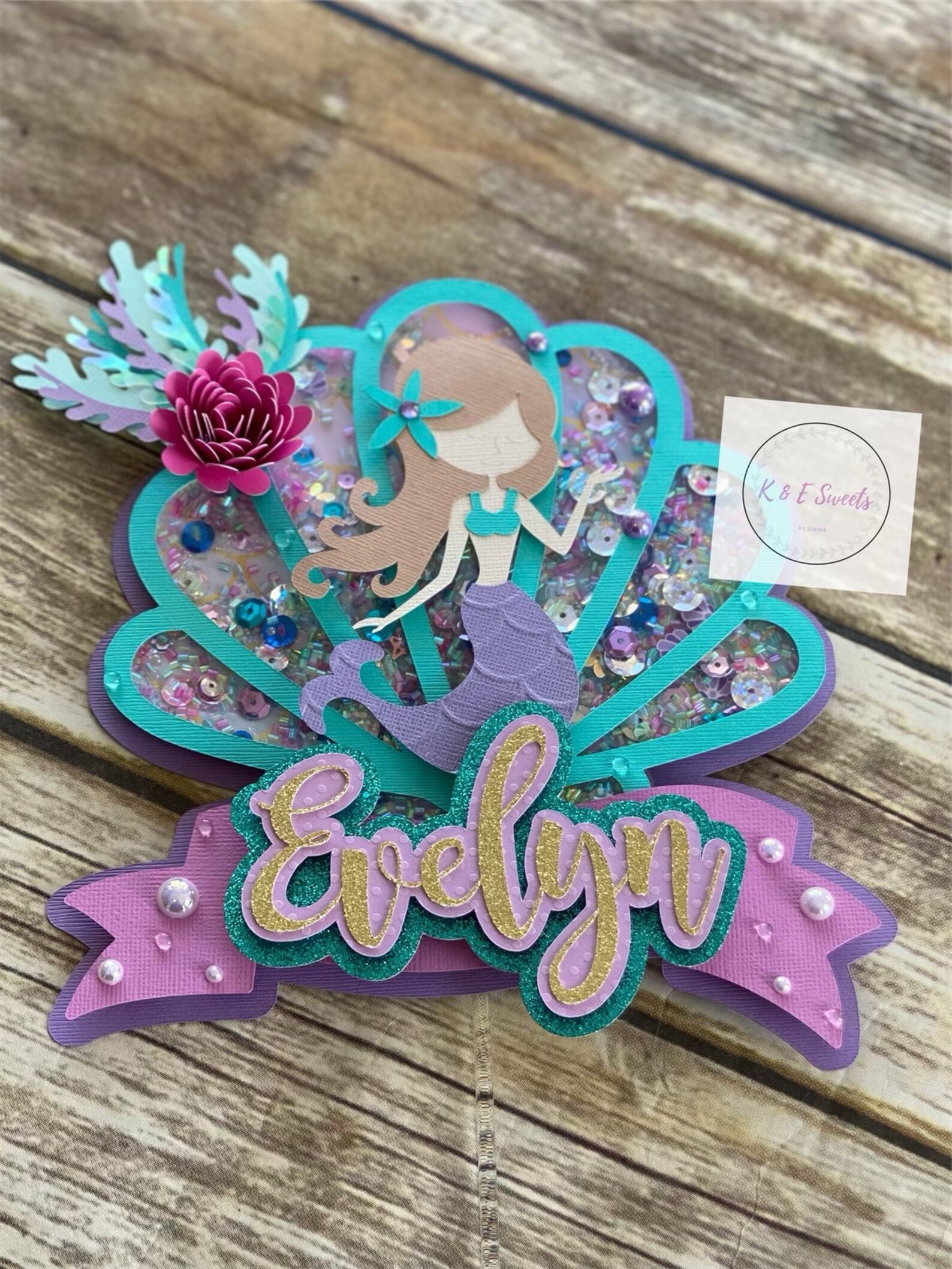 Mermaid Cake Topper Cake Topper Mermaid Topper Purple - Etsy