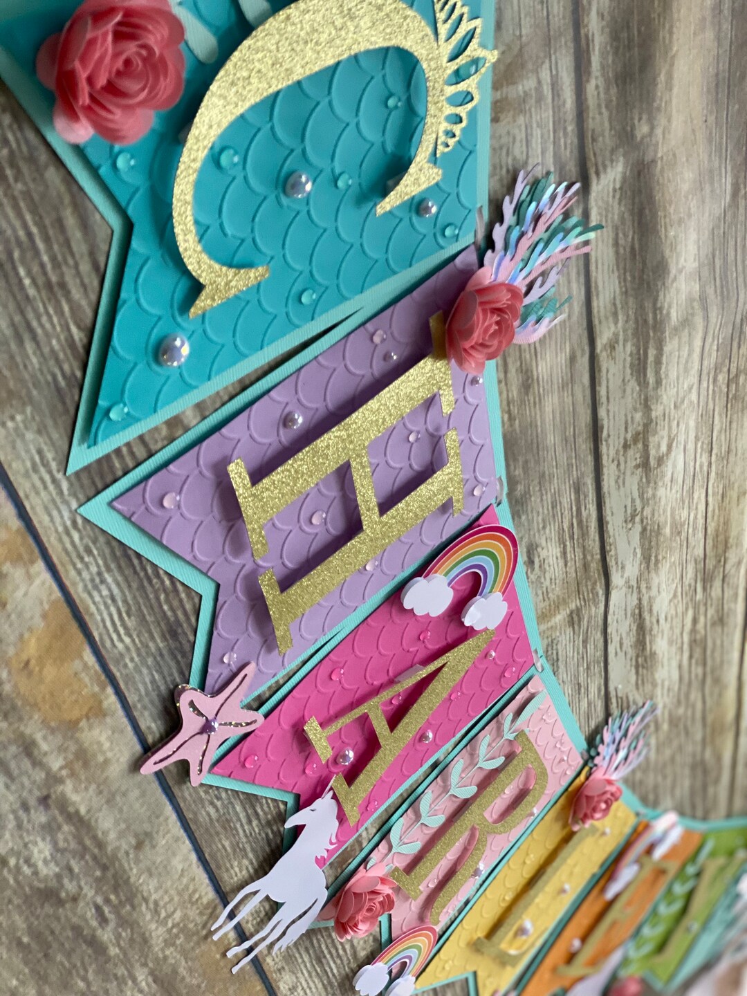 Mermaid Rainbow Banner, Mermaid Party, Unicorn Party, Pink Mermaid ...