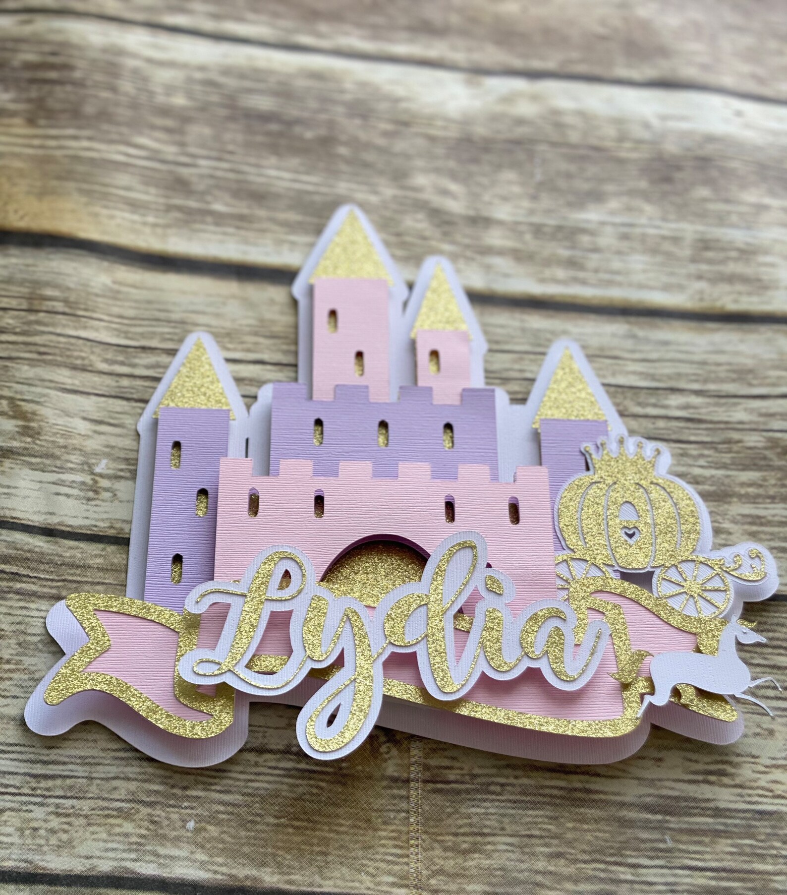Princess Cake Topper Cake Topper Castle Topper Purple Pink - Etsy