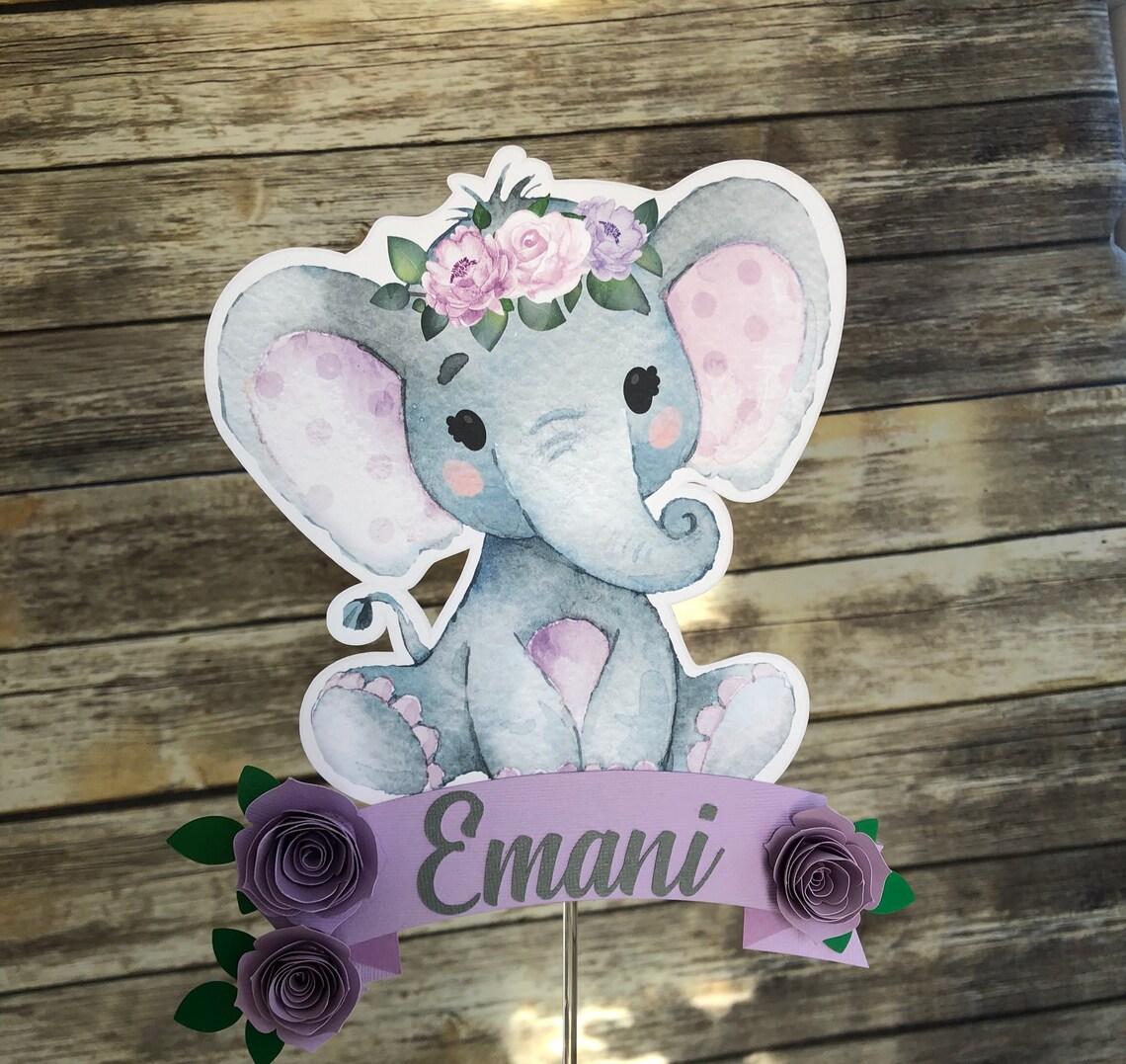 Purple Elephant Cake Topper Elephant Topper Cake Topper | Etsy