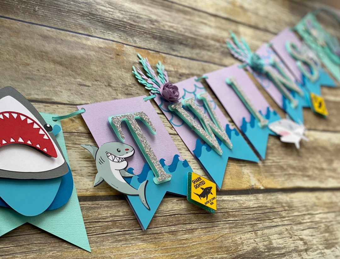 Shark Mermaid Banner Mermaid Party Shark Party - Etsy
