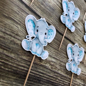 Blue Elephant Cupcake Topper, Elephant Topper, Cupcake Topper, Elephant ...