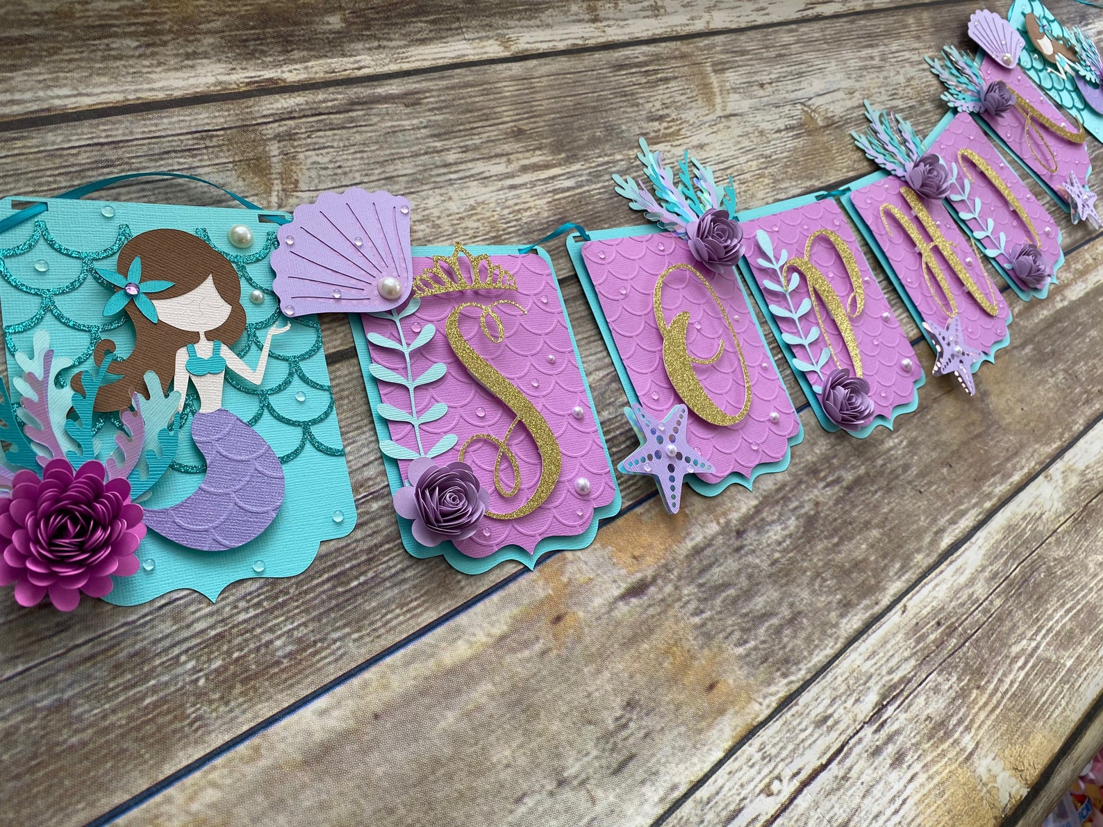 Mermaid Banner Mermaid Party Purple Mermaid Banner - Etsy