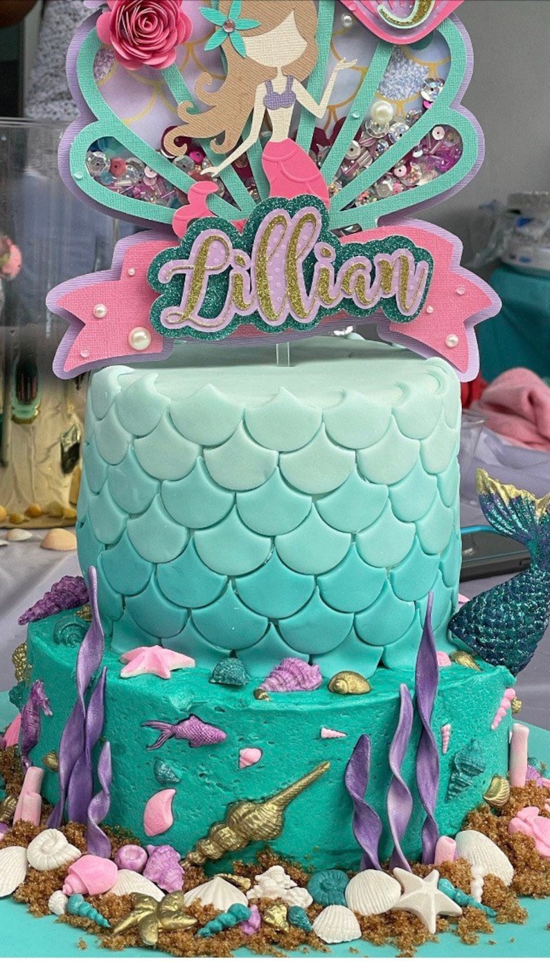 Mermaid Cake Topper Cake Topper Mermaid Topper Purple - Etsy