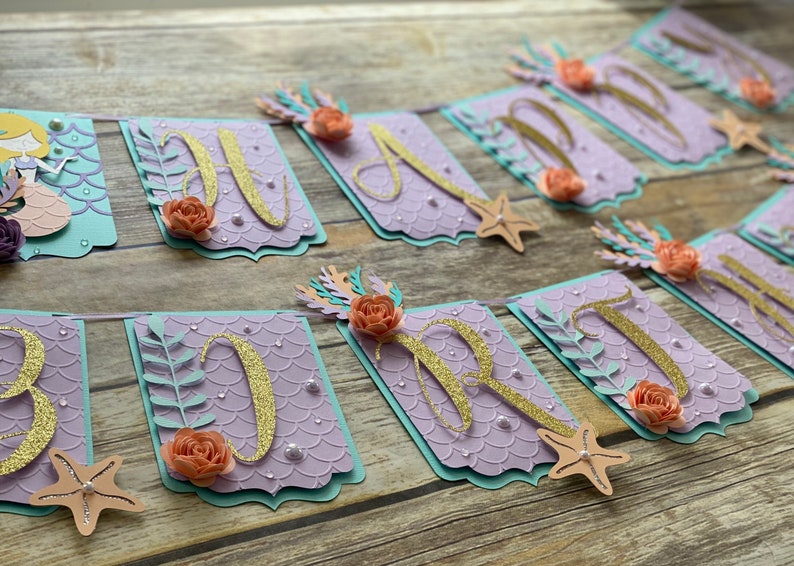 Mermaid Name Banner Mermaid Party Coral Peach Mermaid Banner - Etsy
