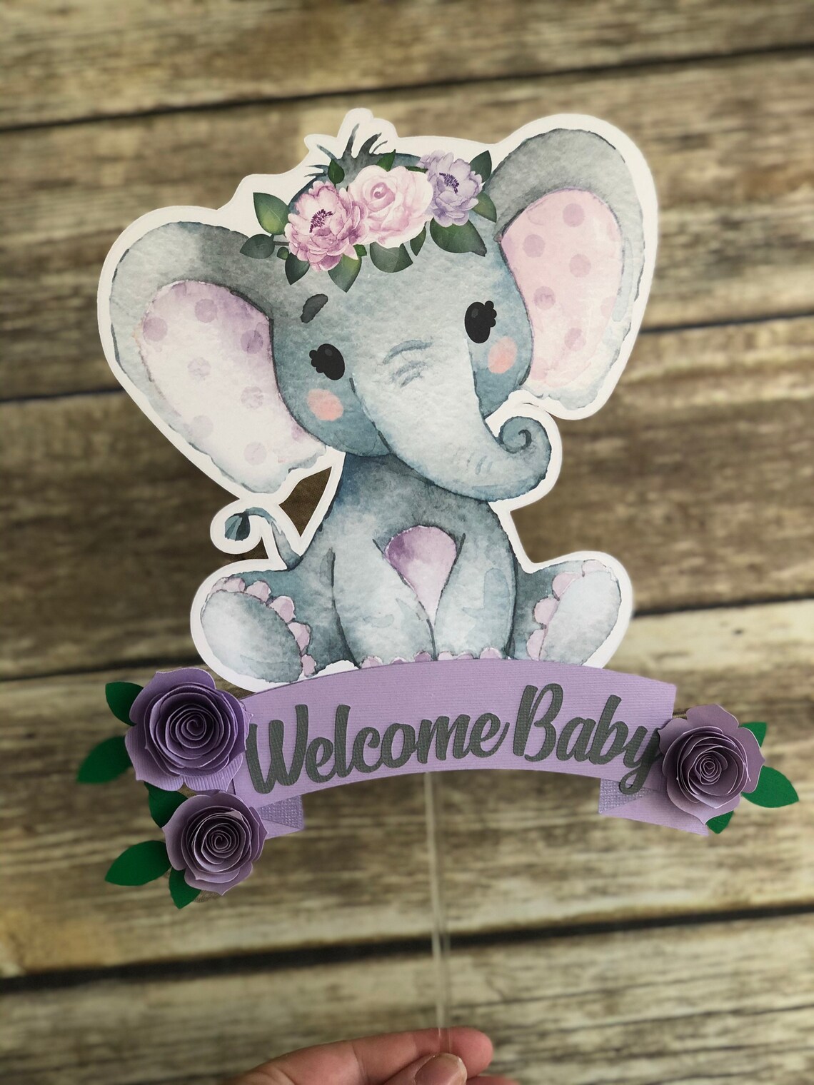 Purple Elephant Cake Topper Elephant Topper Cake Topper | Etsy