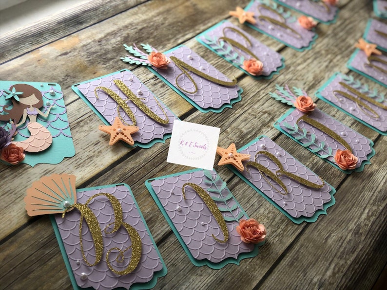 Mermaid Name Banner Mermaid Party Coral Peach Mermaid Banner - Etsy