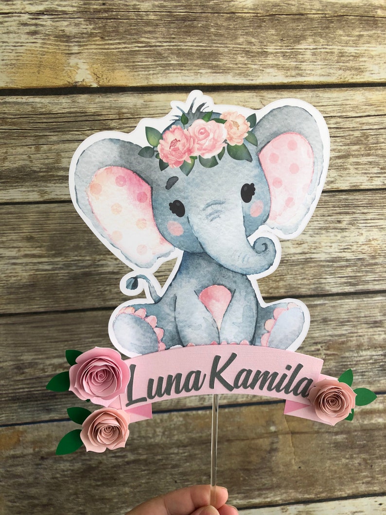Pink Elephant Cake Topper Elephant Topper Cake Topper - Etsy