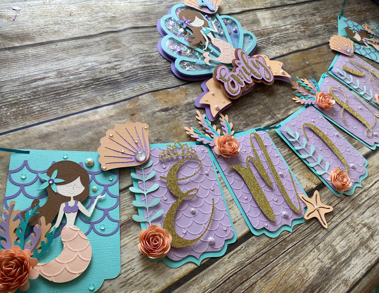 Mermaid Name Banner Mermaid Party Coral Peach Mermaid Banner - Etsy