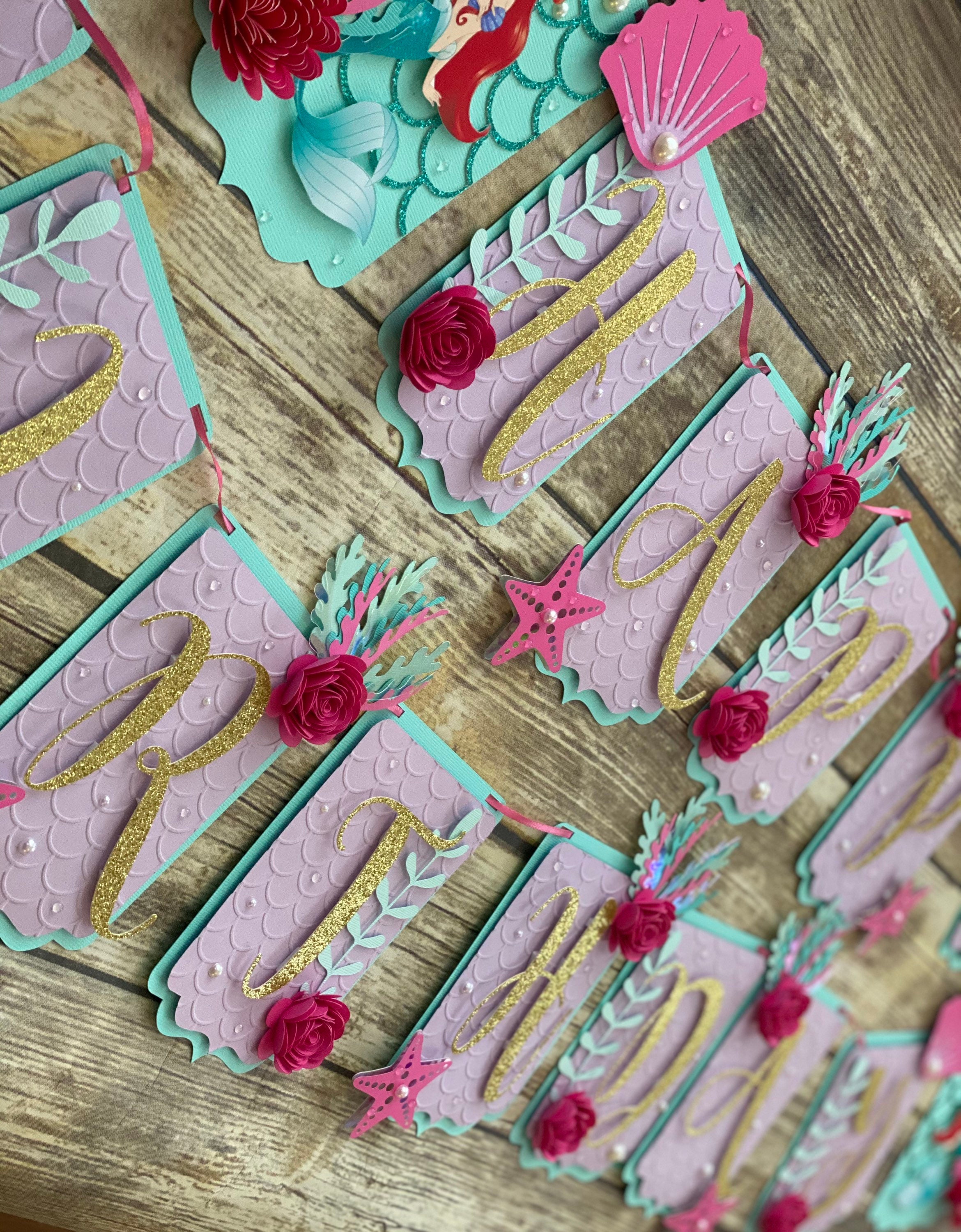 Mermaid Banner Mermaid Party Dark Pink Mermaid Banner | Etsy