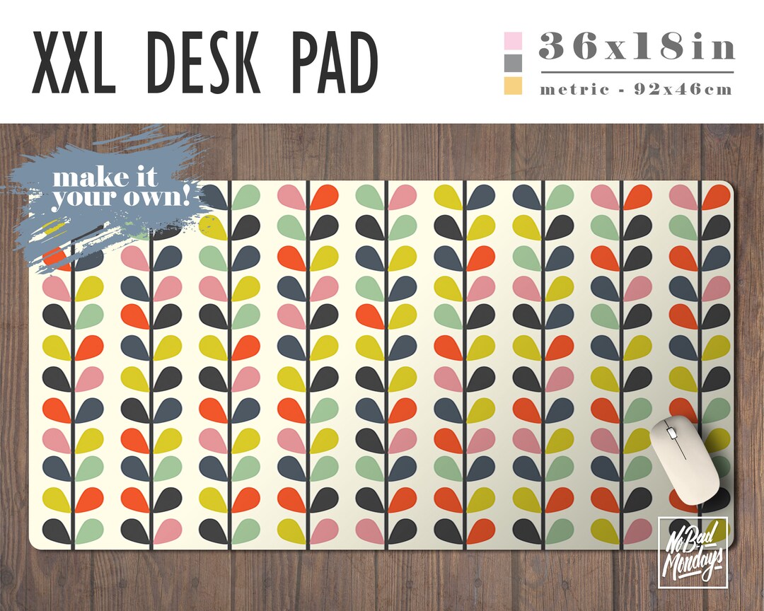 Retro Print Extra Large Desk Pad, Extended Mouse Mat - 36x18in, Home ...