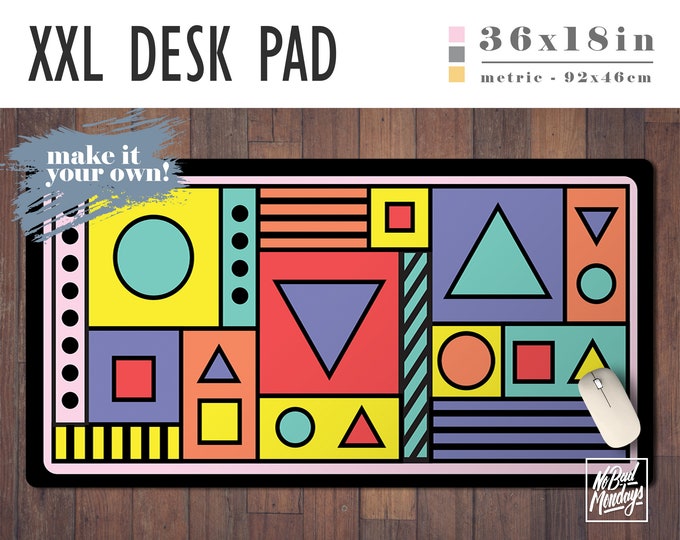 Pink 90s Print Desk Mat, Memphis Abstract Desk Pad, Aesthetic Desk ...
