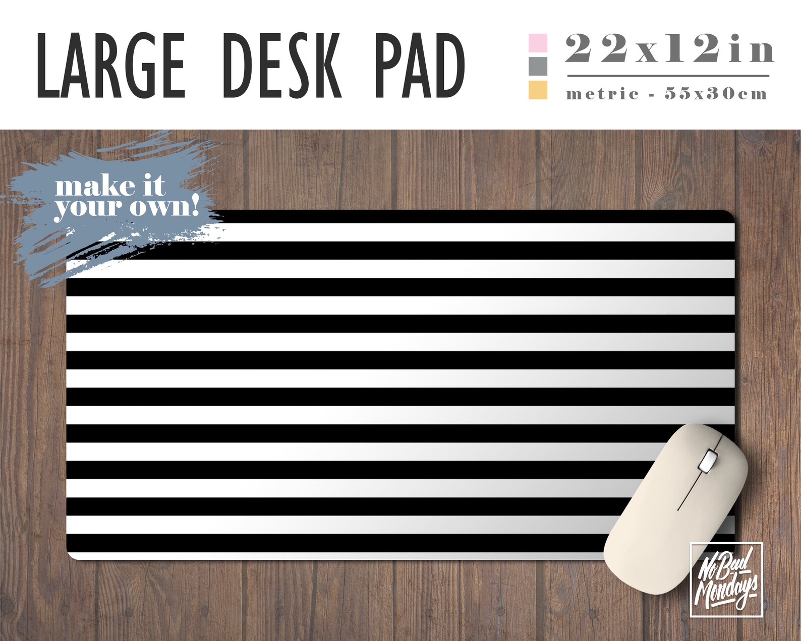 Black and White Striped Desk Mat Desk Accessory Home Office - Etsy