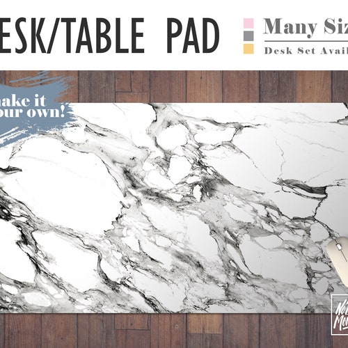 White Marble Print Extra Large Desk Pad Home Office Office - Etsy