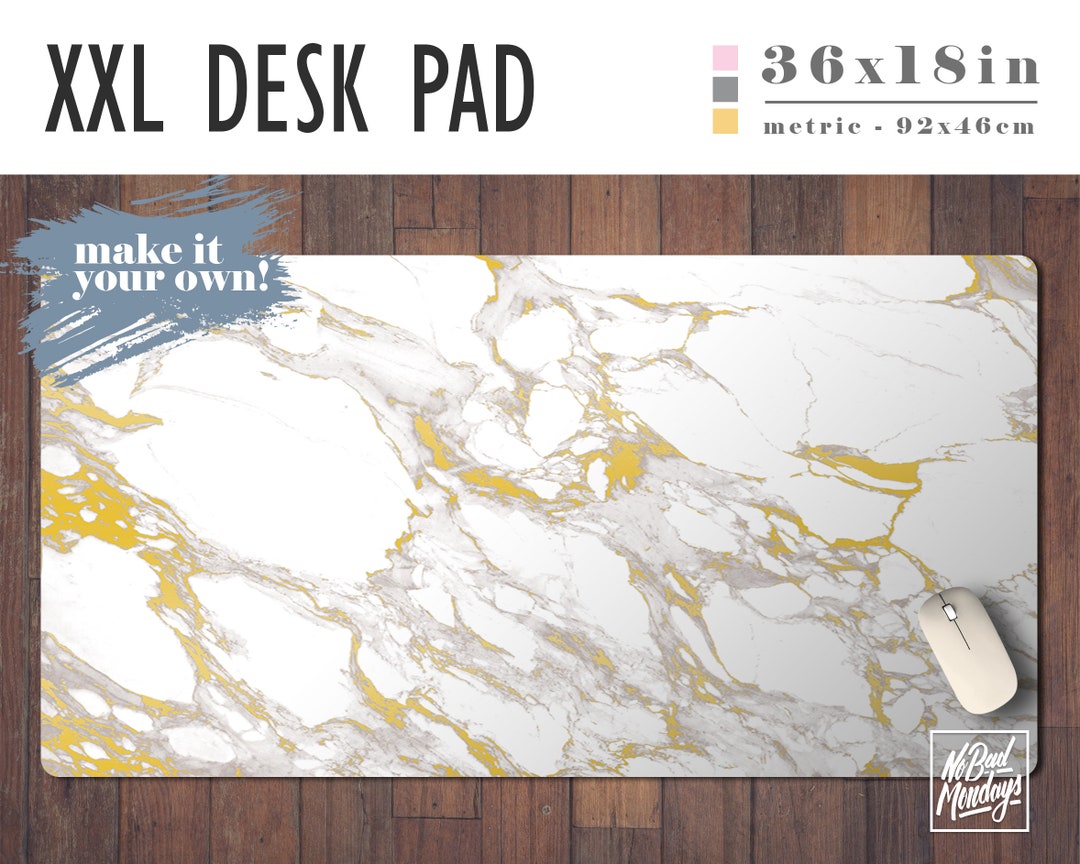 White Marble & Gold Desk Pad, XXL Office Decor (36x18" ) - Etsy