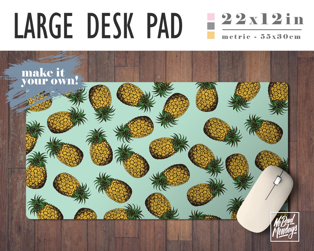 Pineapple Print Desk Mat, Colorful Office Decor, Extra Large Mouse Pad ...