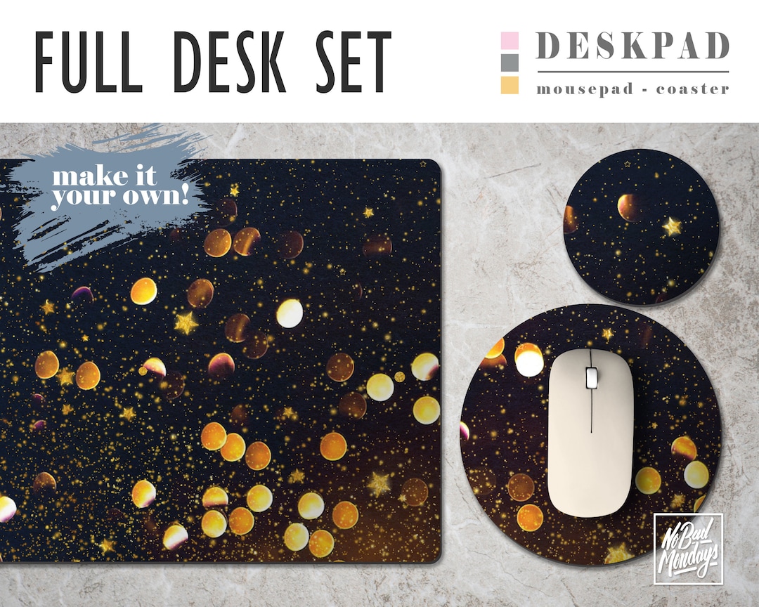 Gold Glitter Desk Mat, Mouse Pad & Coaster Set, Desk Accessory Set ...