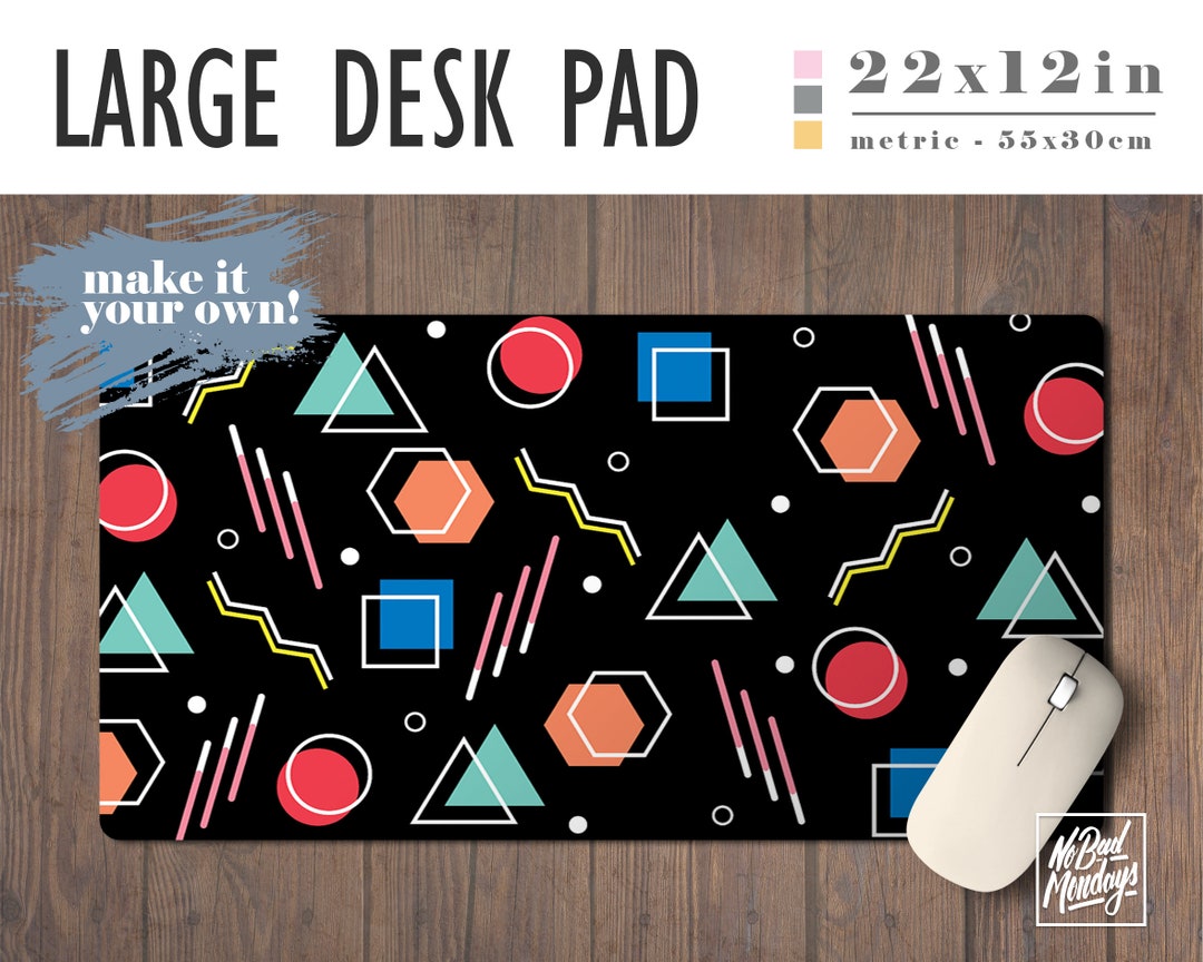Black Geometry Party Desk Mat, Desk Accessory, Home Office, Office ...