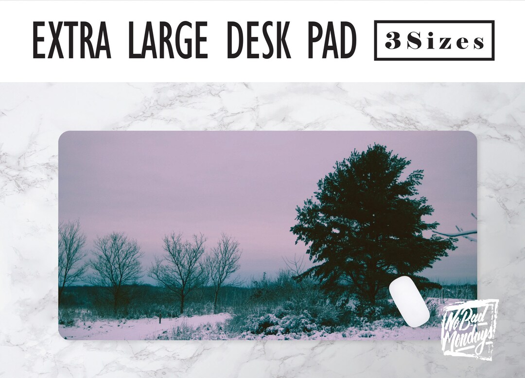 Winter Scene Desk Mat, Snowy Tree Mousepad, Nature Print Office Decor ...