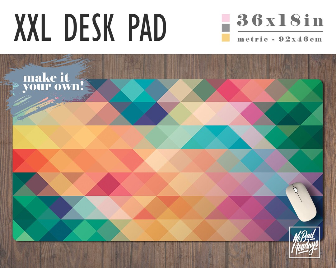 Colorful Triangles Print Extra Large Desk Pad, Home Office, Office ...