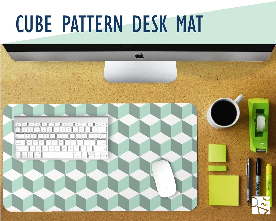 Geometric Tile Cube Desk Mat, Desk Accessory, Office Decor, Home Office ...