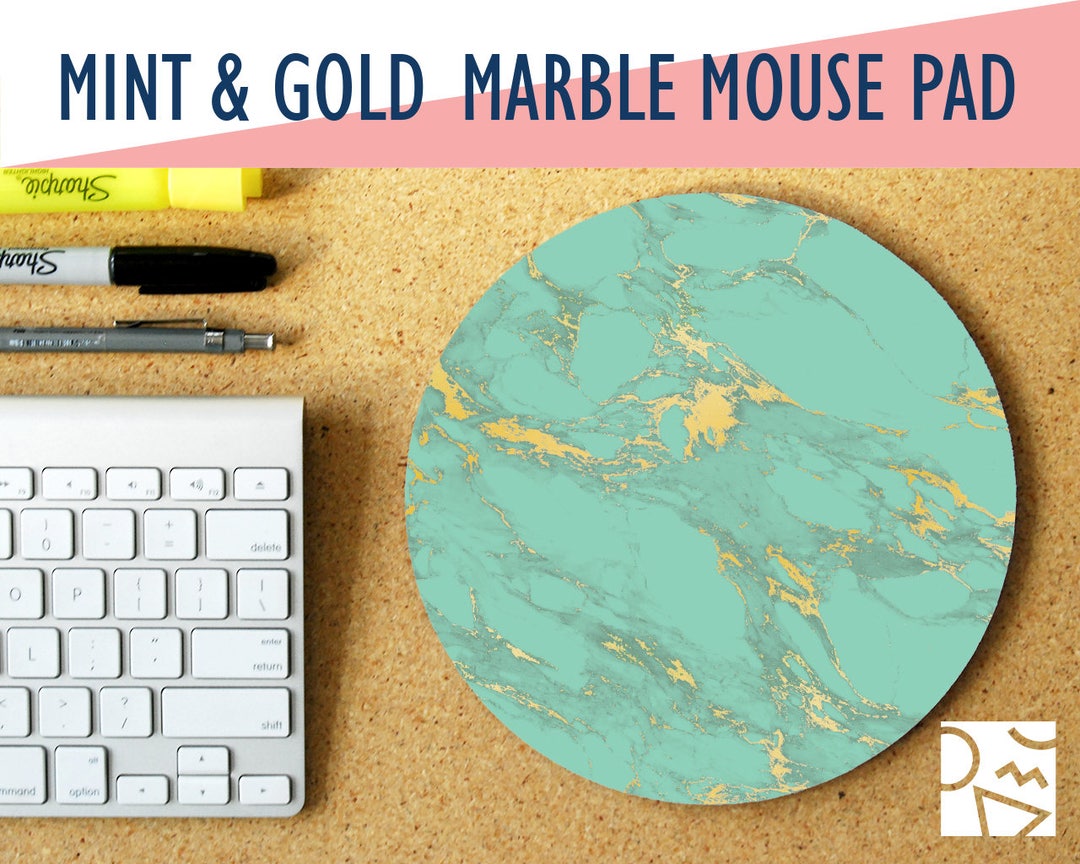 Mint and Gold Marble Mouse Pad – Round Office Desk Accessory - Etsy