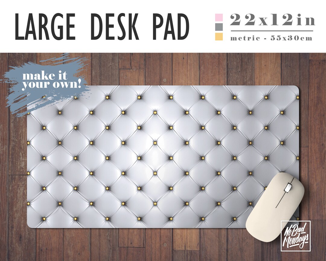 White Padding Print Desk Mat, Desk Accessory, Home Office, Office Decor ...