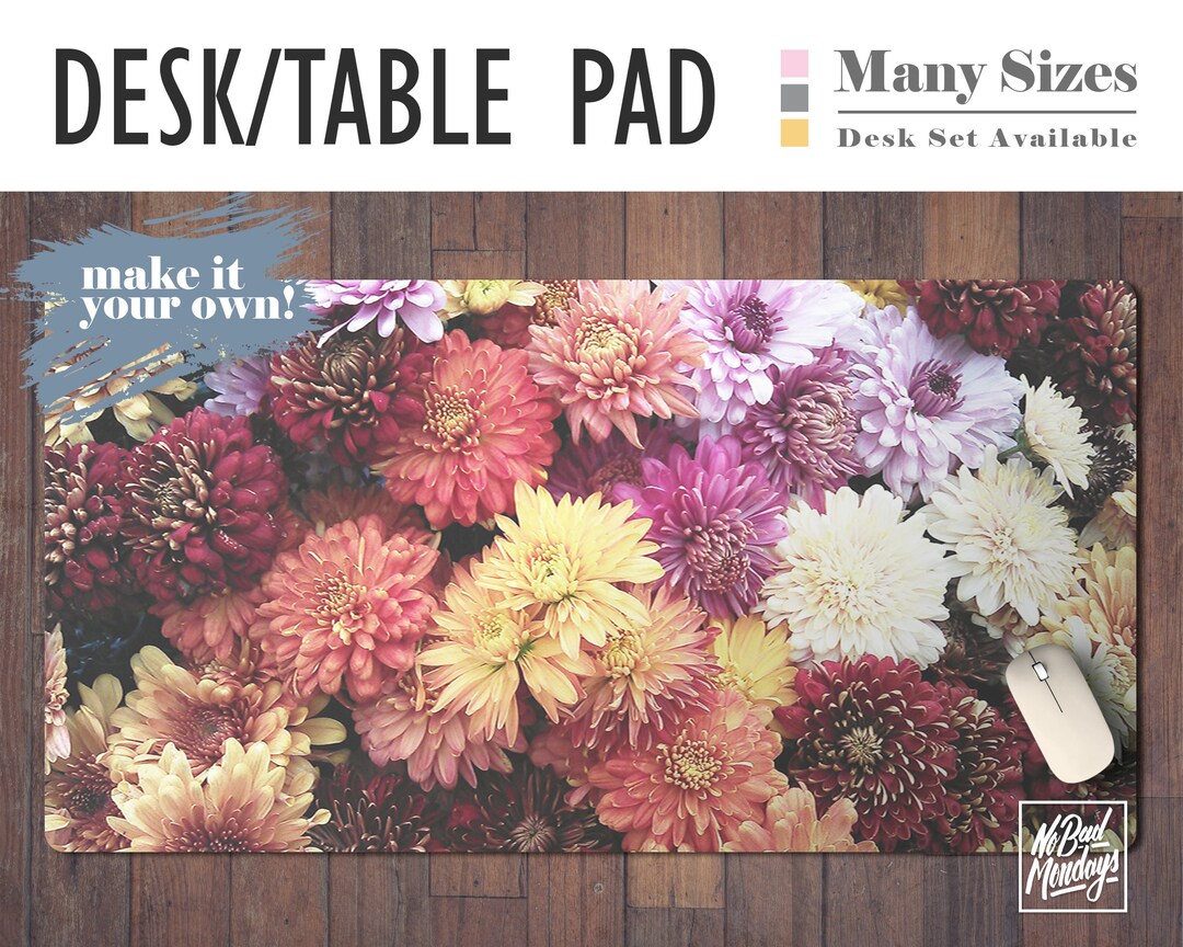 Flower Blossom Color Tree Print Desk Mat, Desk Set, Home Office, Office ...